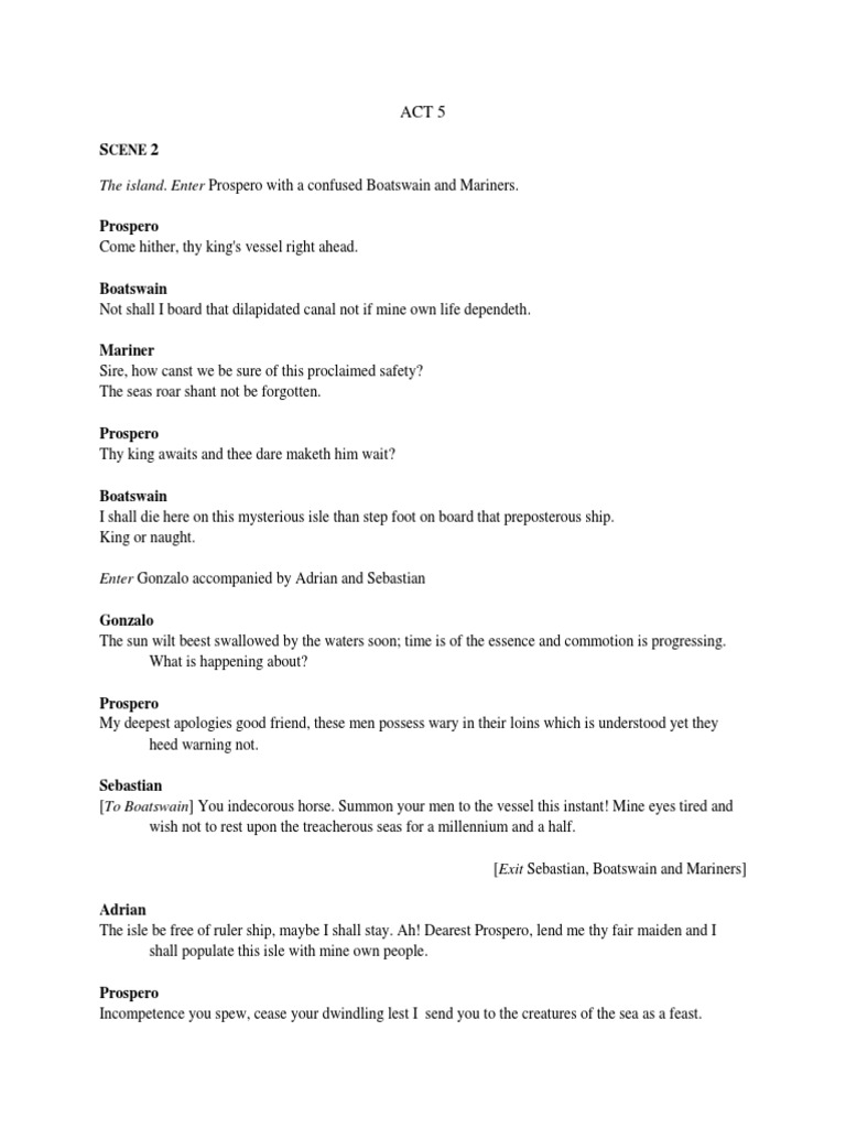 The Island. Enter Prospero With A Confused Boatswain and Mariners | PDF ...