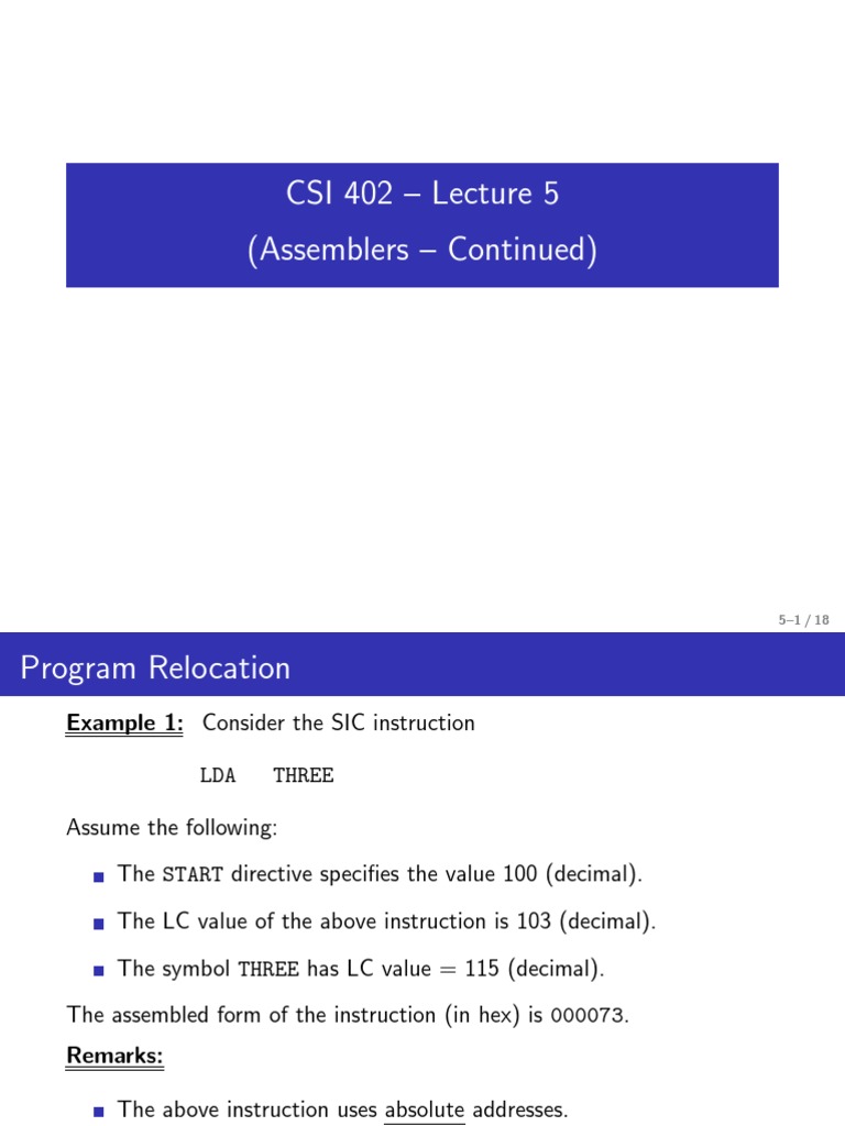 Lect 05 | PDF | Assembly Language | Computer Science