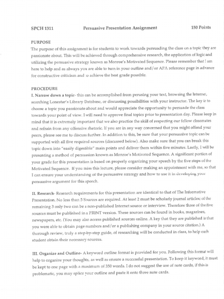 Goff SPCH 1311 Persuasive Speech | PDF