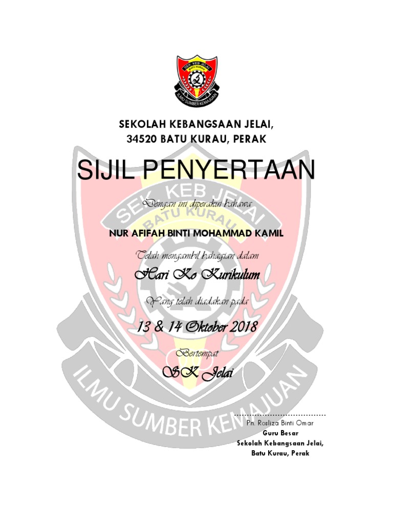 Sijil Penghargaan Hari Koku | PDF