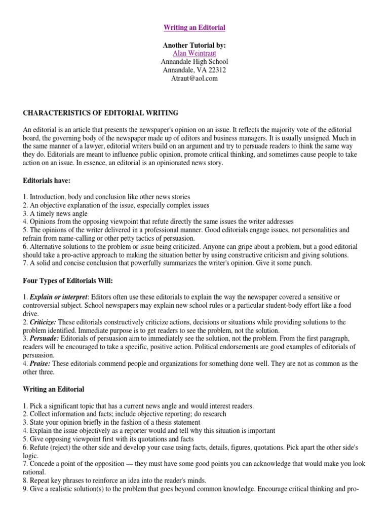 Writing An Editorial | PDF | Essays | Newspapers