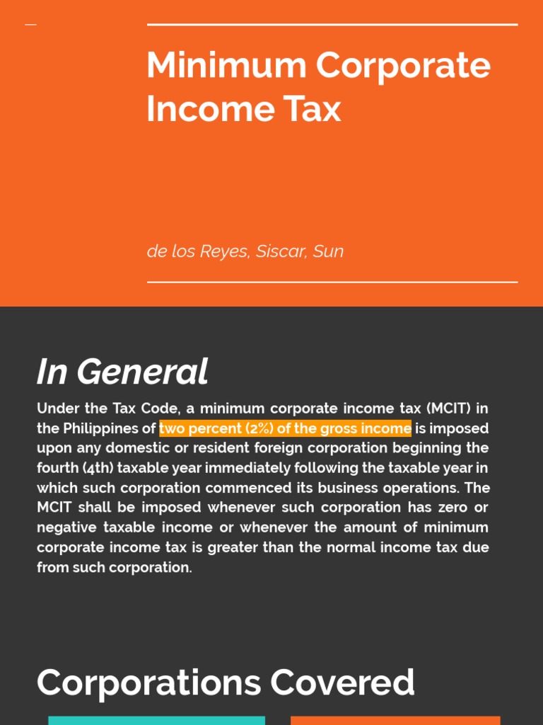 Minimum Corporate Income Tax | PDF | Debits And Credits | Gross Income