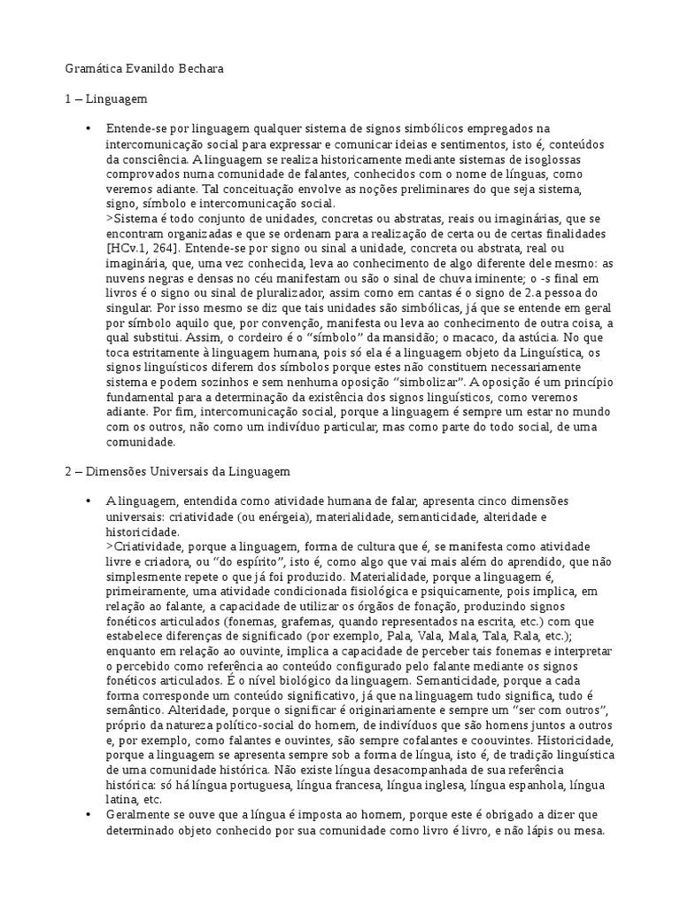 Gramática - Bechara | PDF | Linguagem natural | Português (idioma)