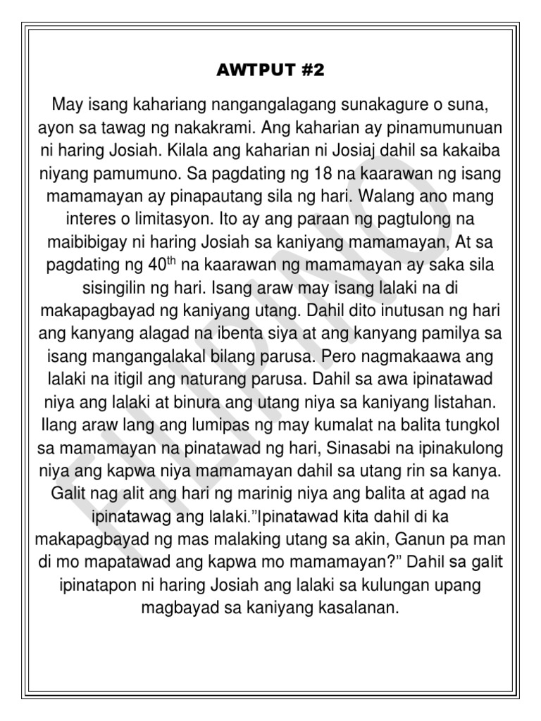 Awtput 2 Sa Filipino | PDF