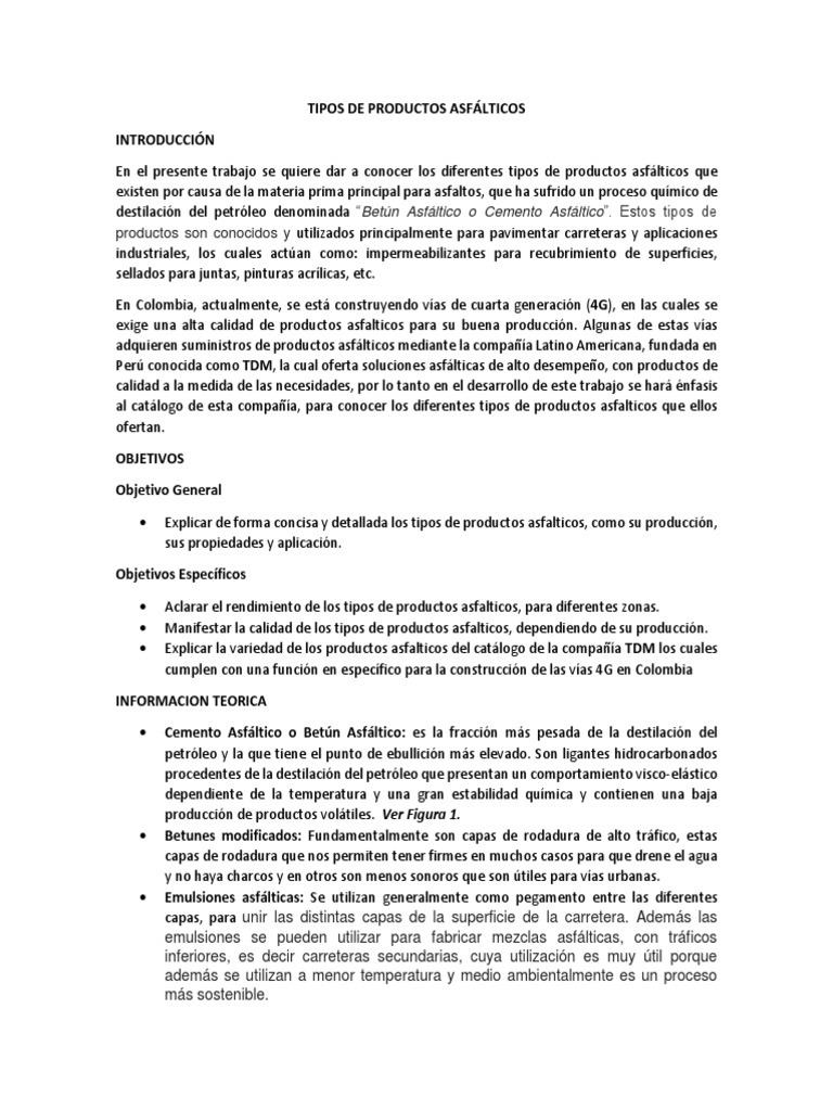 Clasificación De Productos Asfálticos Pdf Neumático Destilación