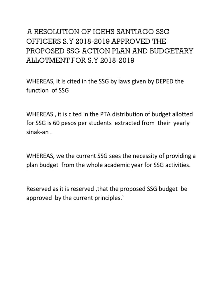 A Resolution of Icehs Santiago SSG Officers S | PDF | Business