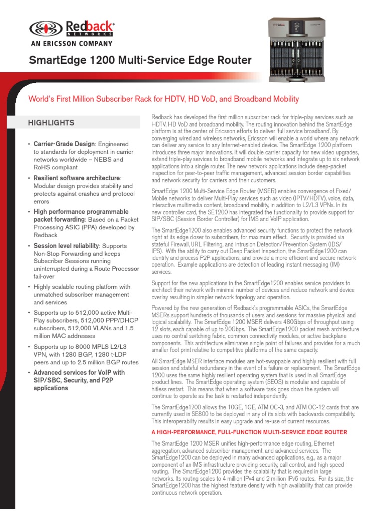 Smartedge 1200 Multi-Service Edge Router: World'S First Million ...