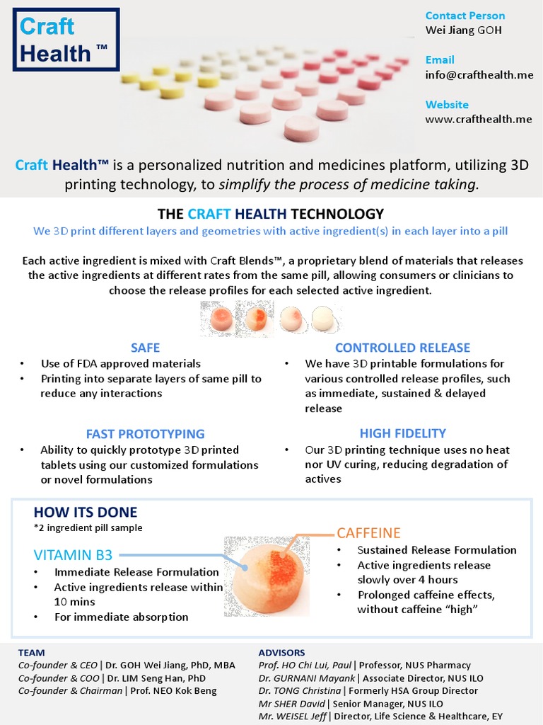 Craft Health Factsheet Ver1.4 | PDF | Tablet (Pharmacy) | 3 D Printing
