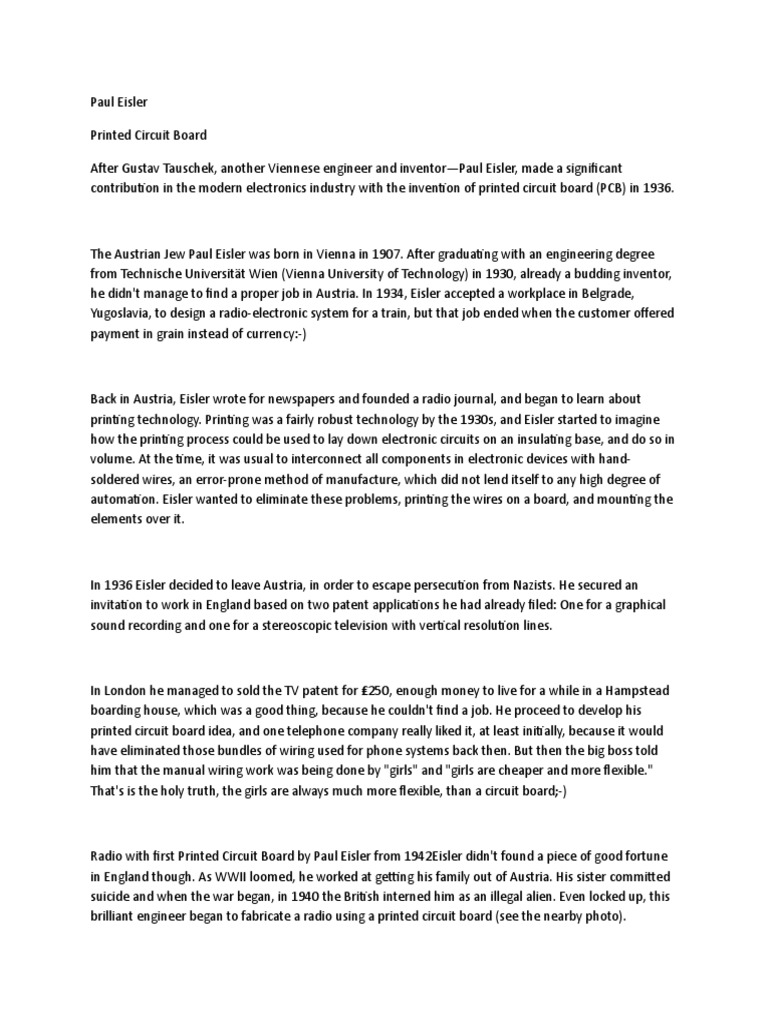 The Unsung Hero of Printed Circuit Boards: Paul Eisler's Pioneering ...