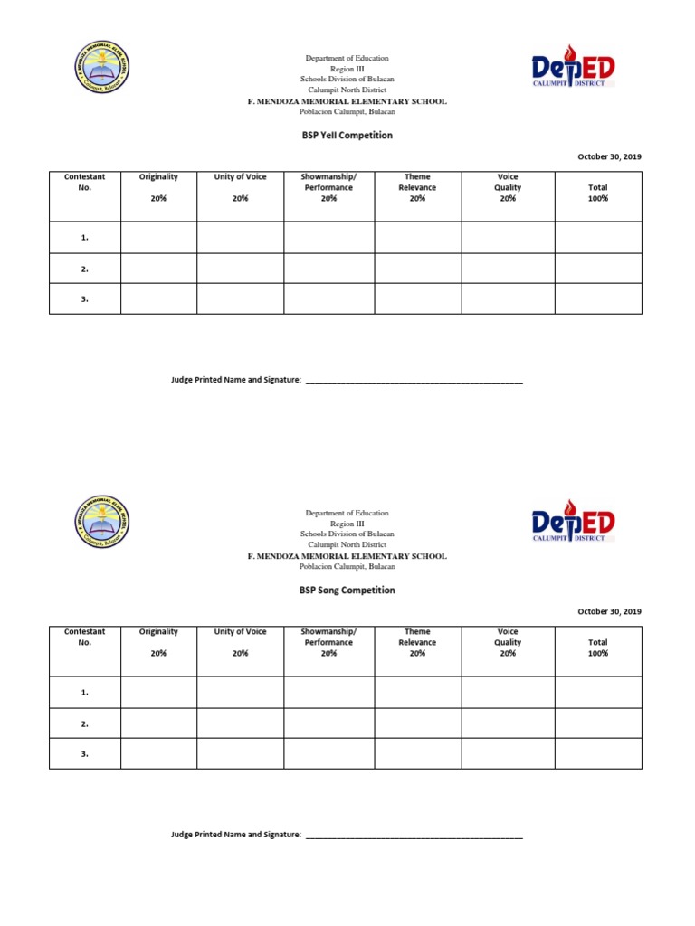 Criteria. Yell Song Skit | PDF