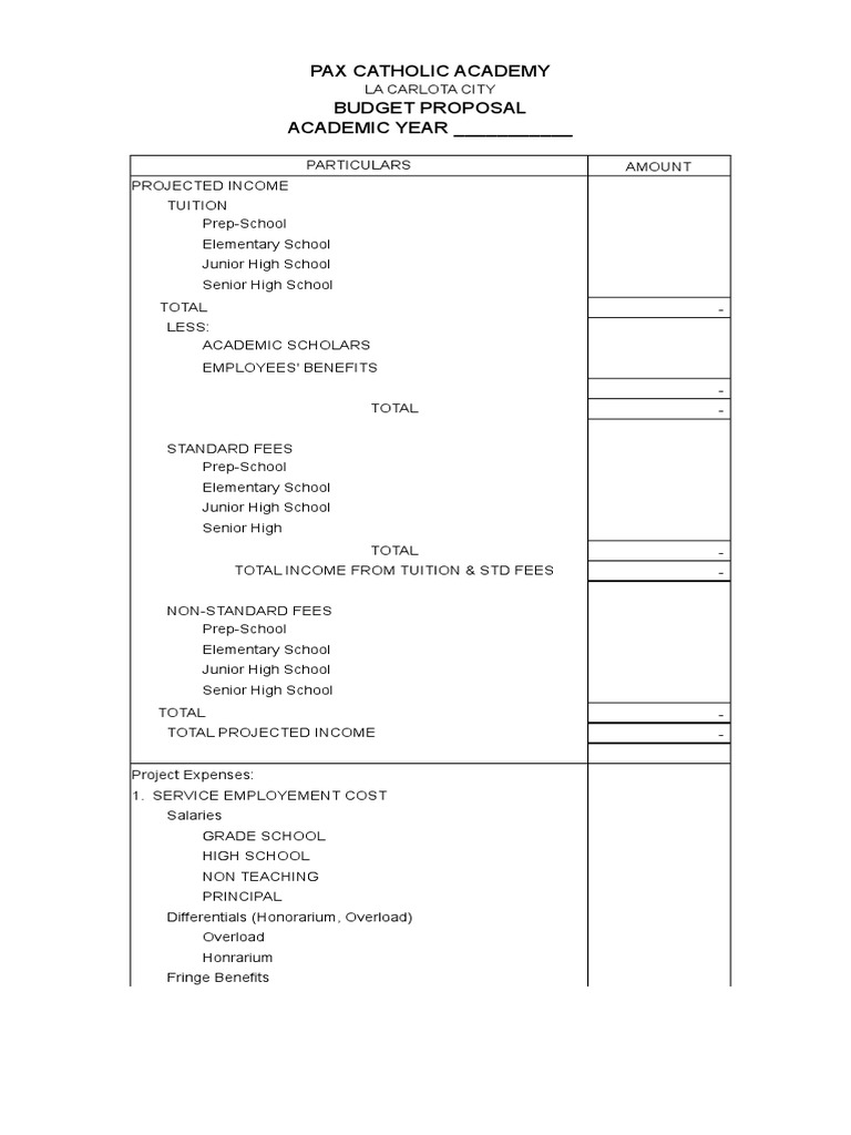 Budget Proposal Form | PDF | Fee | Employee Benefits