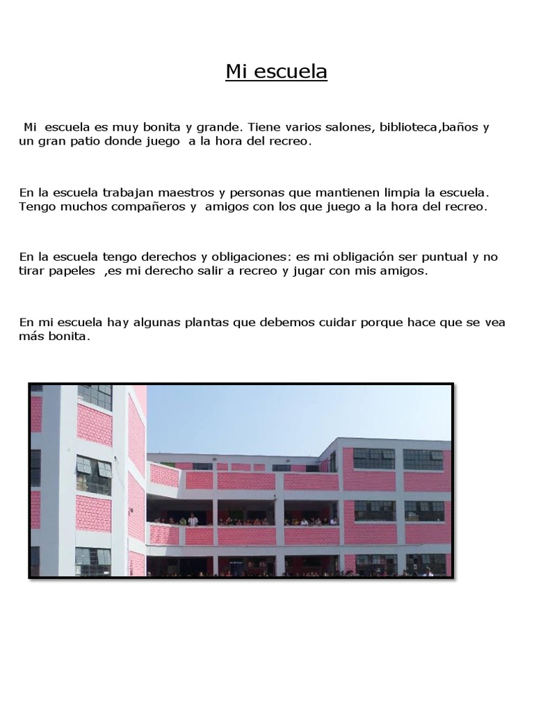 Lectura de Mi Escuela | PDF