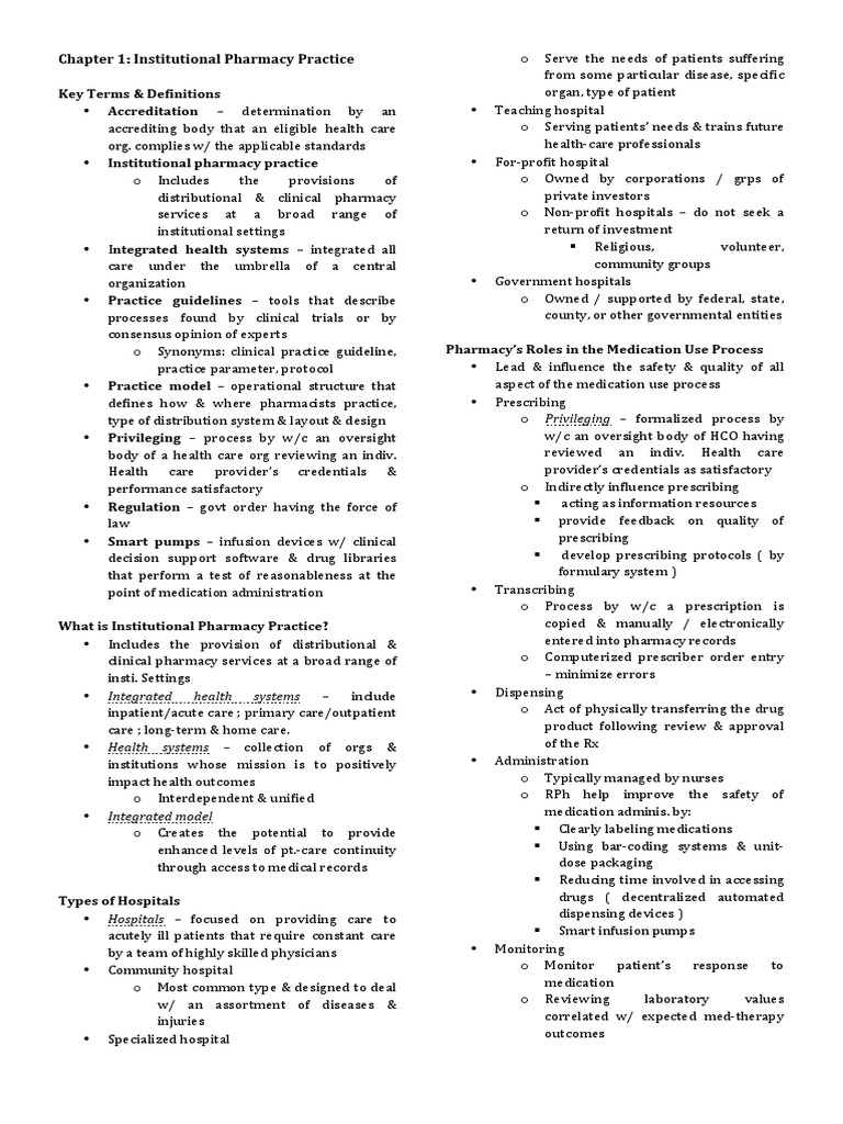 Understanding Institutional Pharmacy Practice | PDF | Pharmacy ...