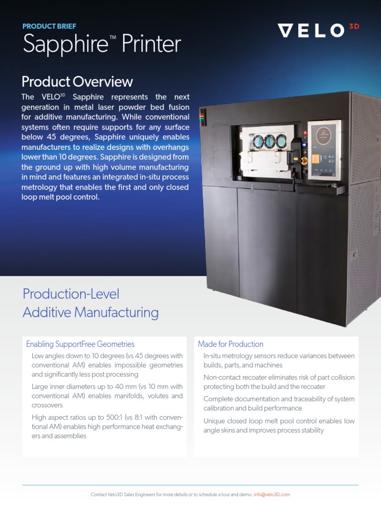 Velo 3D - PB-Sapphire-v1 - 05-Release-Web | PDF | 3 D Printing | Laser