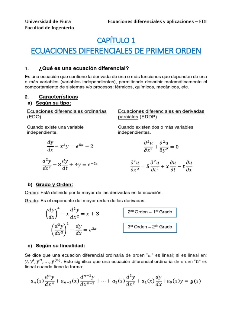 Capítulo 1 EDI v3 | PDF | Ecuaciones diferenciales | Ecuaciones