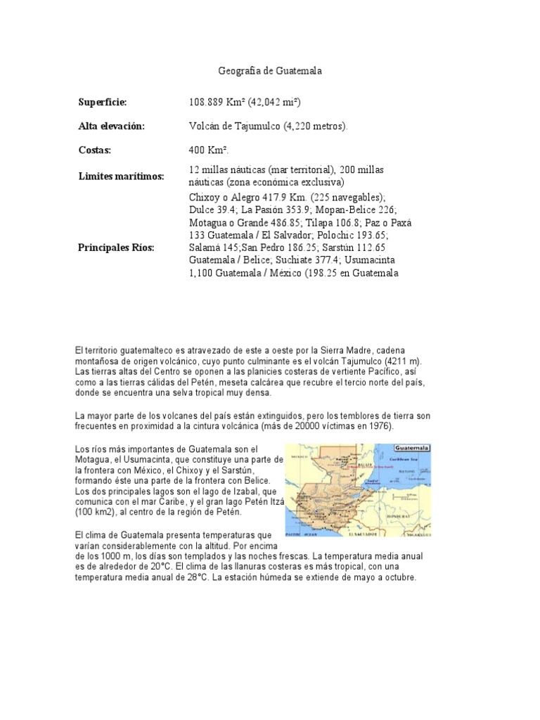 Geografía de Guatemala: Ríos y Volcanes | PDF | Geografía Física ...