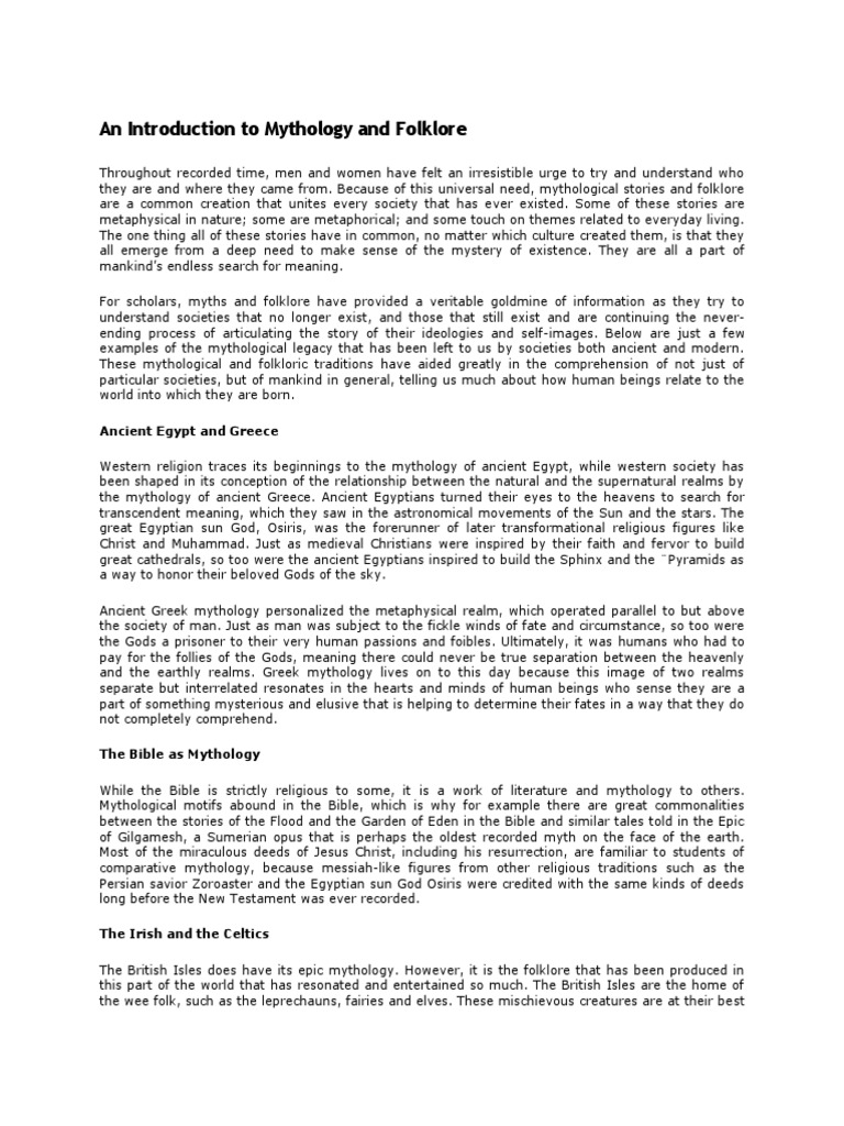 Introduction to Mythology and Folklore | PDF | Greek Mythology ...