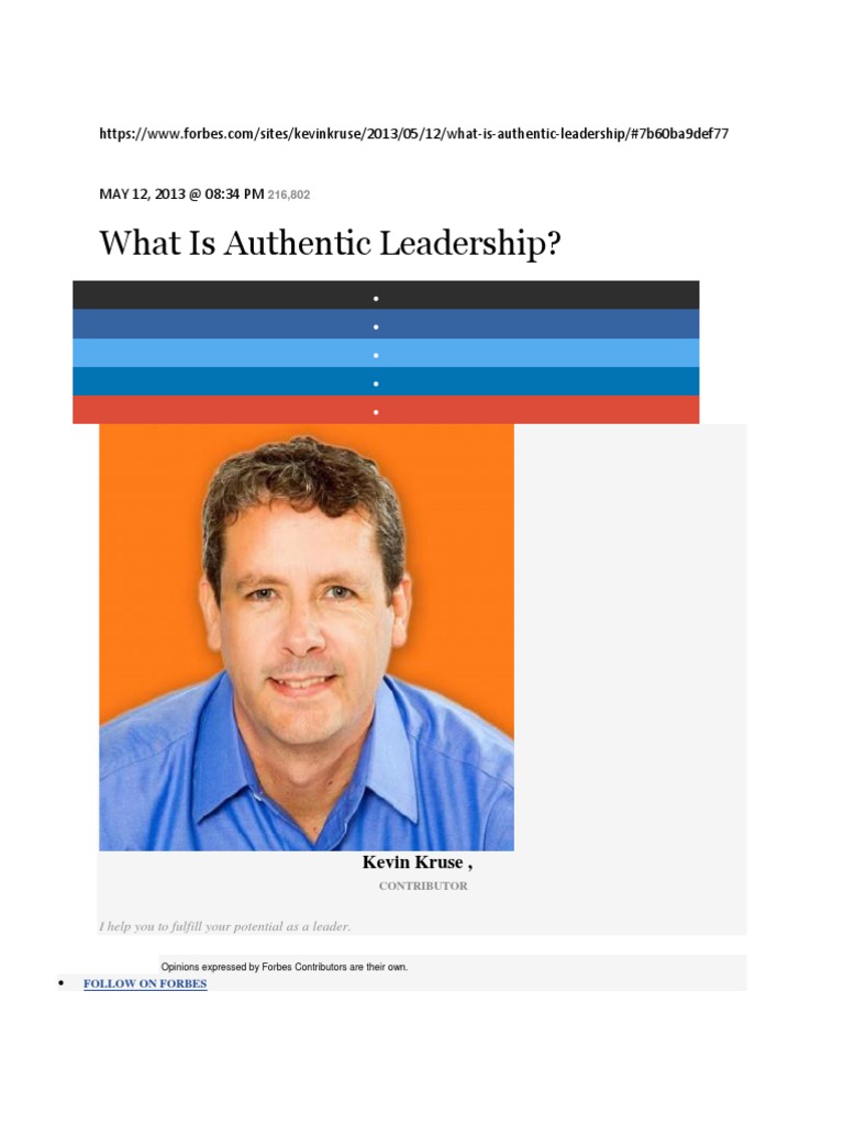 What Is Authentic Leadership | PDF | Leadership | Metaphysics Of Mind