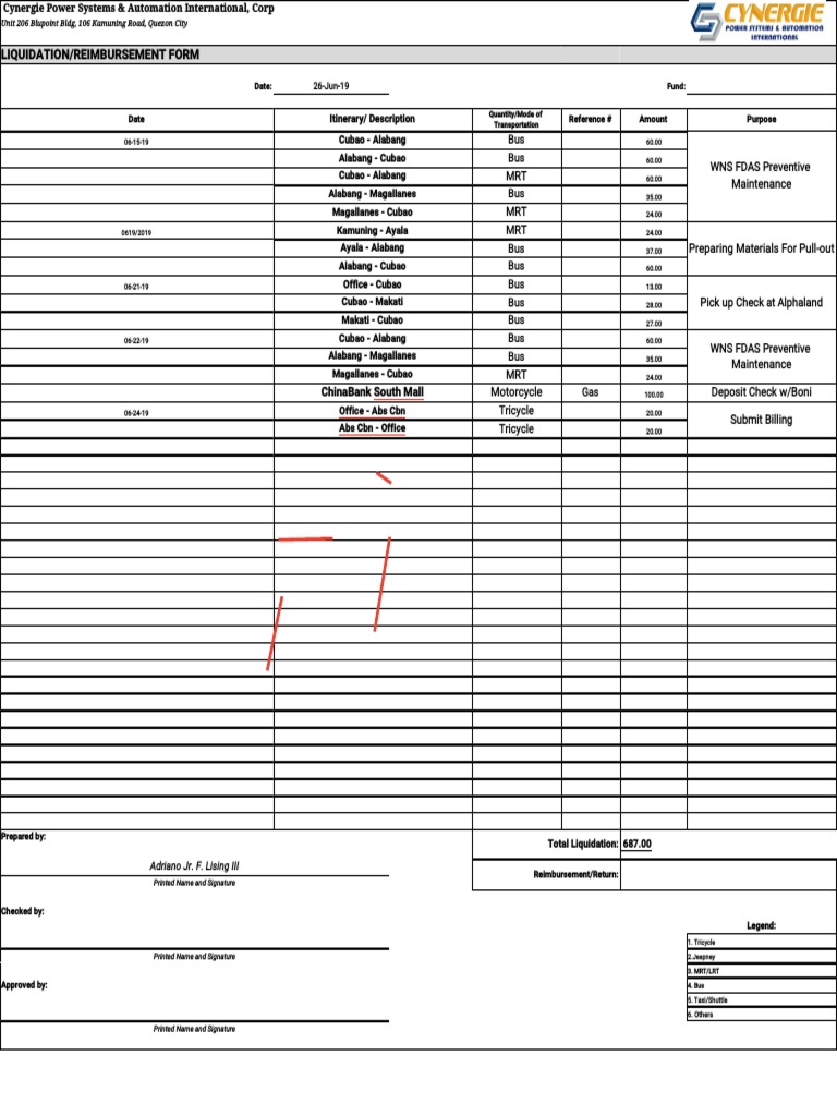 Liquidation Form | PDF | Land Transport | Transport