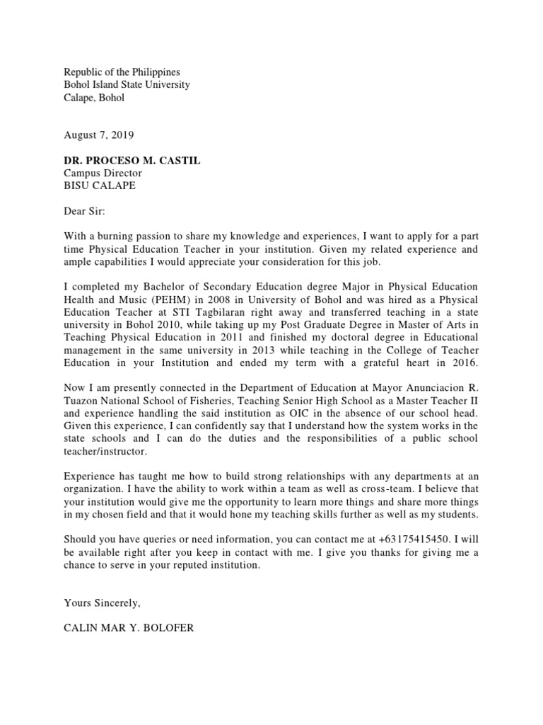 Application Letter Part-Time | PDF