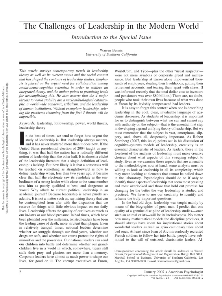 The Challenges of Leadership in The Modern World | PDF | Leadership ...