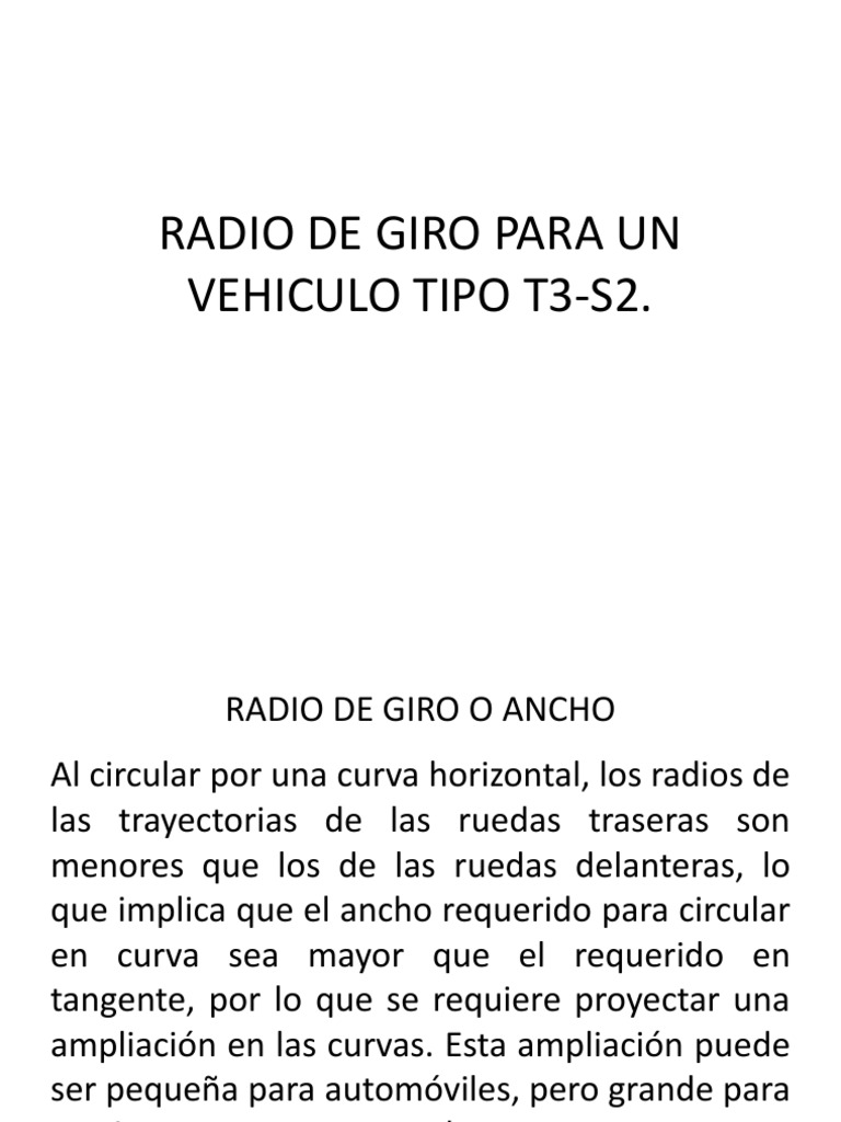 Radio de Giro para Un Vehículo Tipo T3-S2 | PDF | Eje | Remolque (Vehículo)
