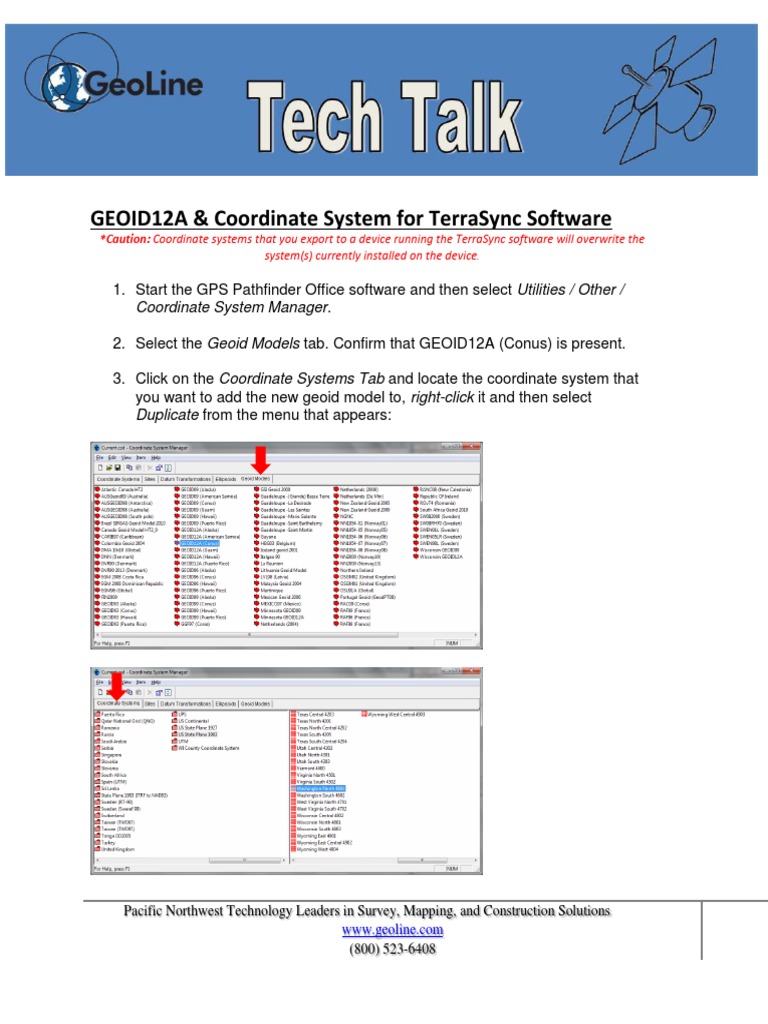 Add Geoid File GEOID12A Coordinate System For TerraSync Software | PDF ...