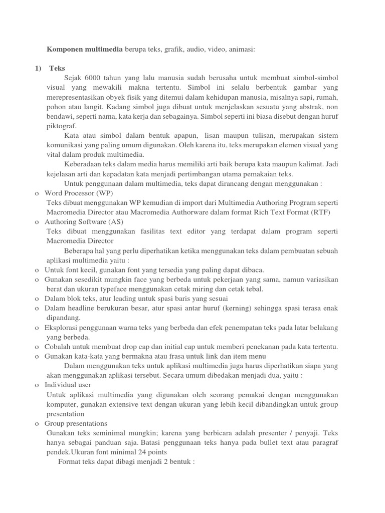 Mengidentifikasi Komponen Multimedia (Teks, Grafik, Audio, Video ...