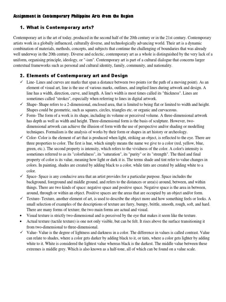 Assignment in Contemporary Philippine Arts From The Region | PDF ...