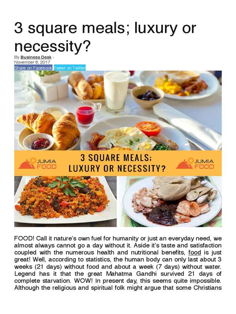 Square Meals - Lesson | PDF | Meal | Eating
