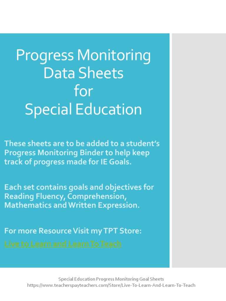 Progress Monitoring Sheets For Special Education IEP | PDF