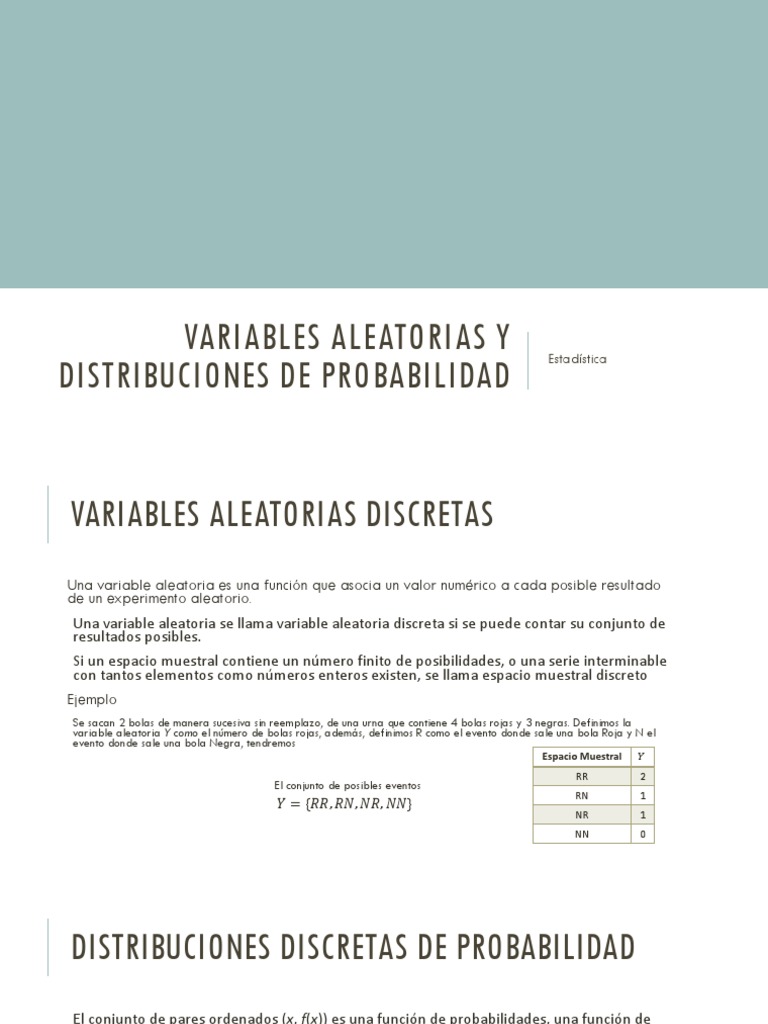Variables Aleatorias y Distribuciones de Probabilidad - RevC | Descargar gratis PDF | Variable ...