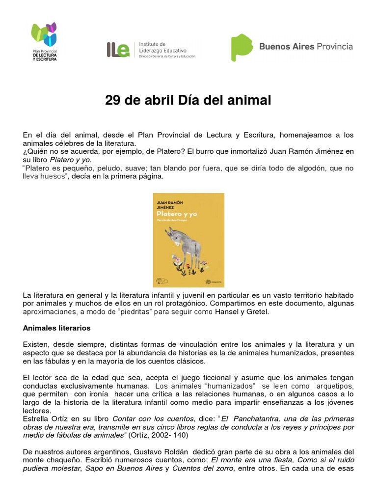 Dia Del Animal | PDF | Literatura infantil | Cuentos