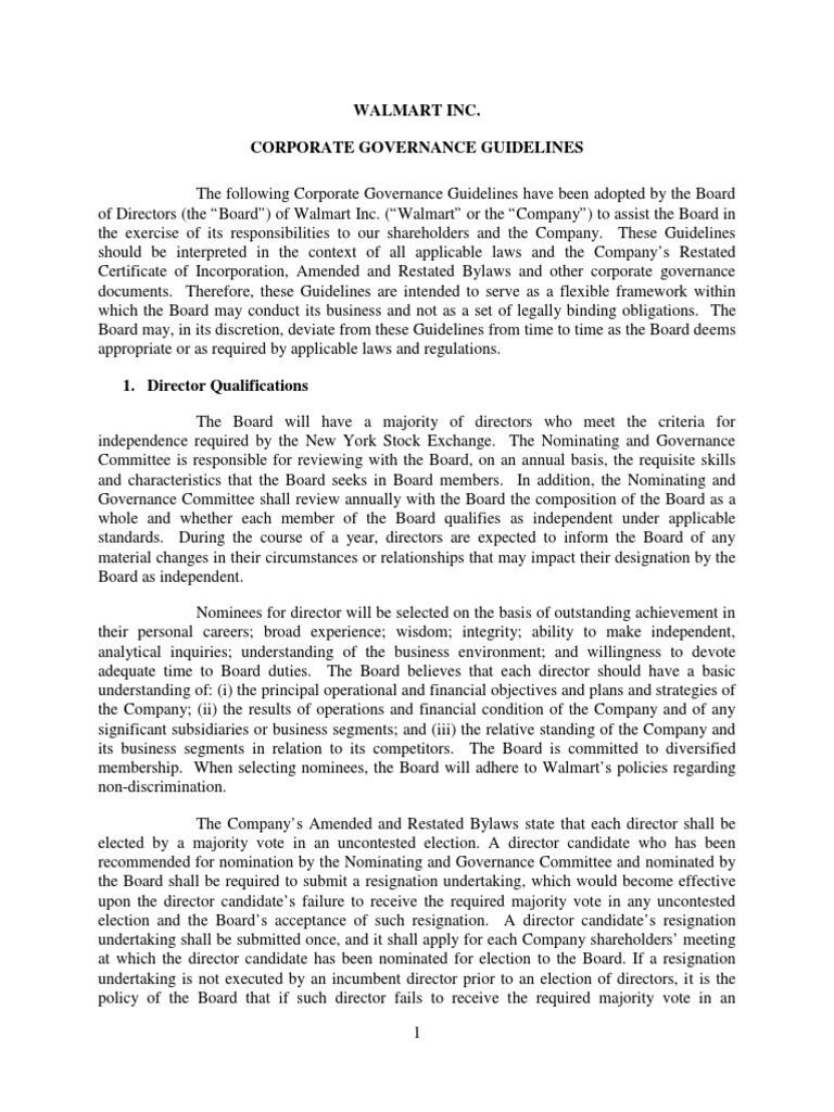 Walmart Legal and Corporate Info | PDF | Board Of Directors | Committee
