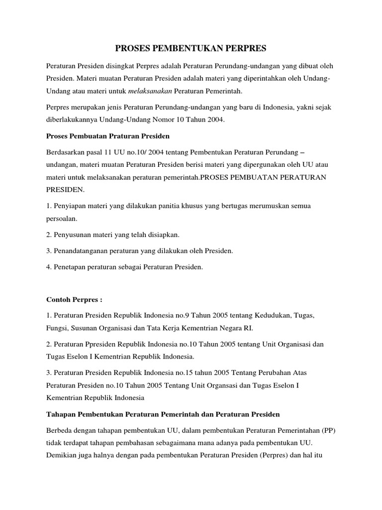 Proses Pembentukan Perpres | PDF