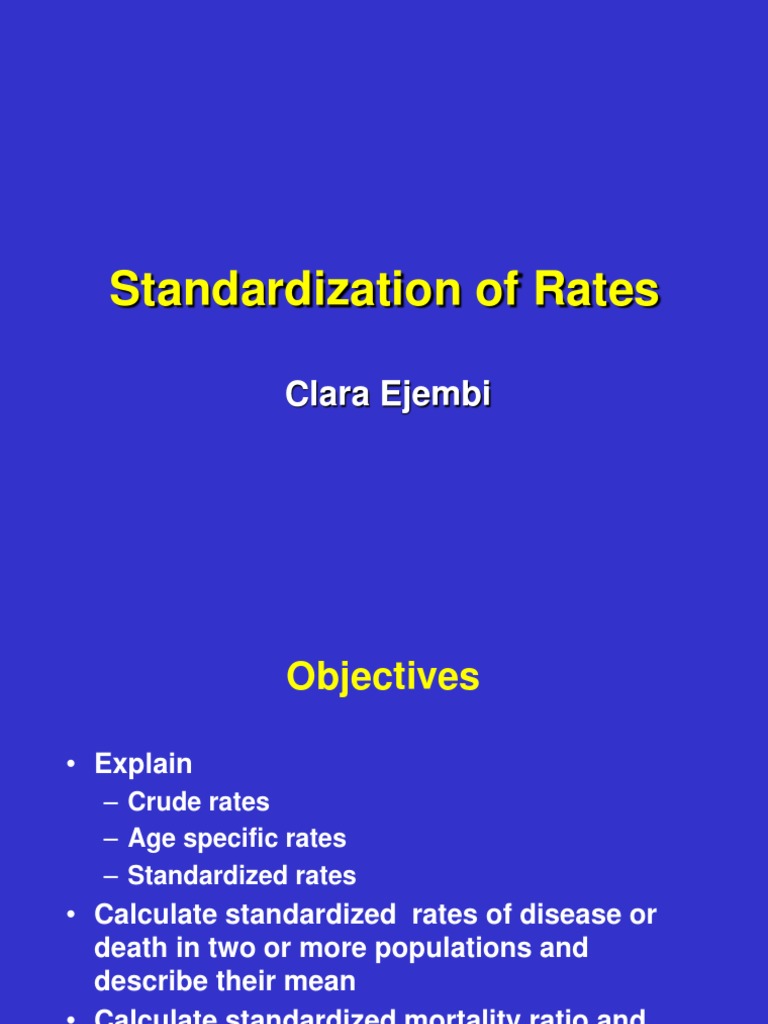 Standardization of Rates in Epidemiology | PDF | Incidence ...