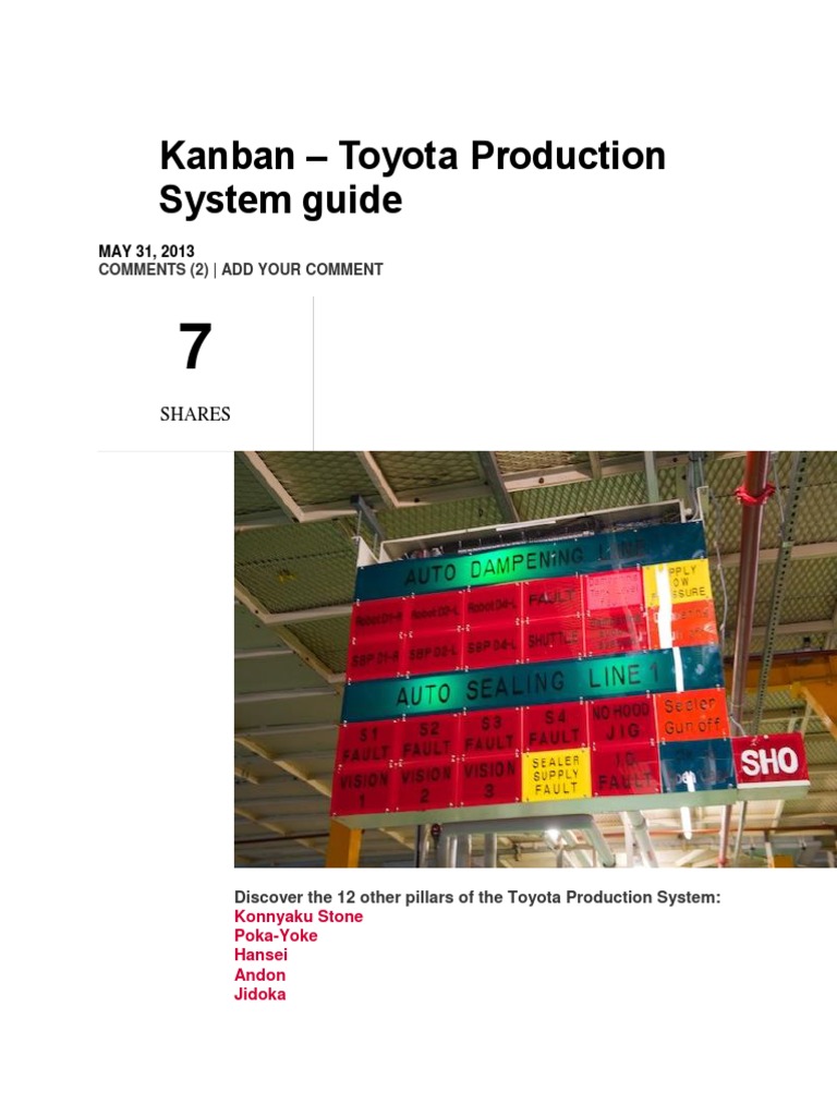 Kanban - Toyota Production System Guide: Shares | PDF
