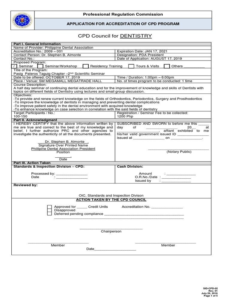 CPD Council For DENTISTRY: Professional Regulation Commission | PDF ...