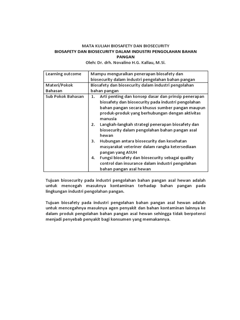 Biosafety Dan Biosecurity | PDF