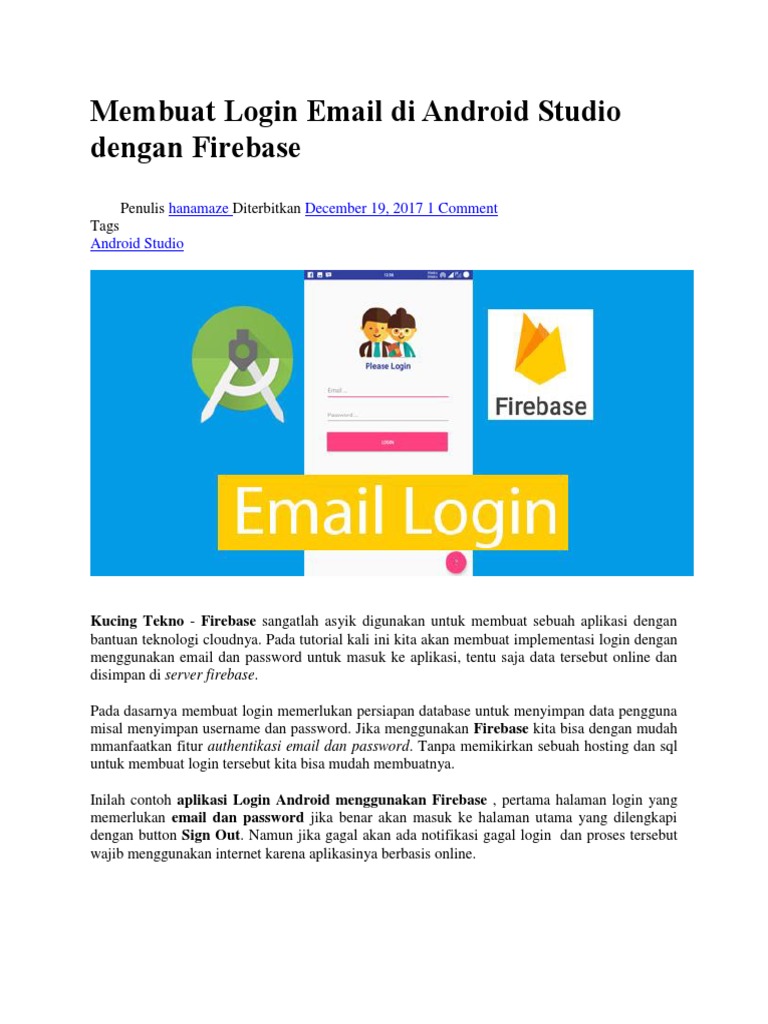 Membuat Login Email Di Android Studio Dengan Firebase | PDF