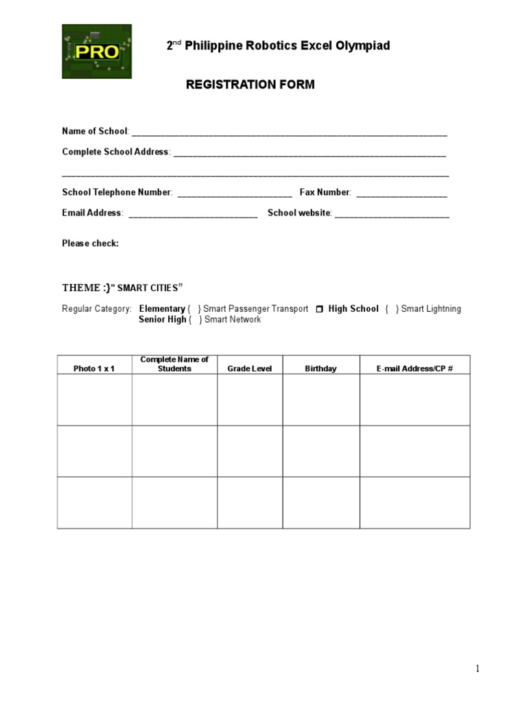 Robotics Olympiad Registration | PDF | Health Care