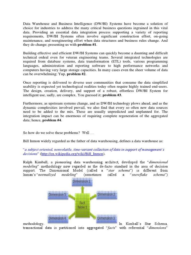 Data Warehouse and Business Intelligence | PDF | Data Warehouse ...