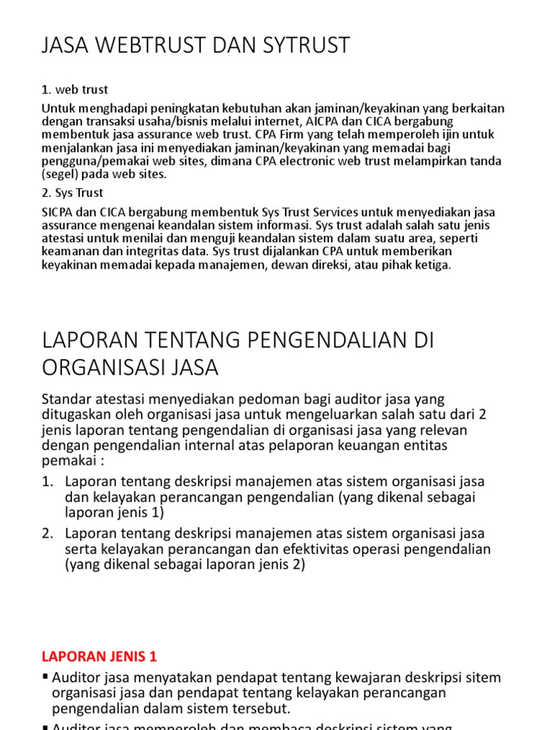Jasa WebTrust & SysTrust untuk Keamanan Data | PDF