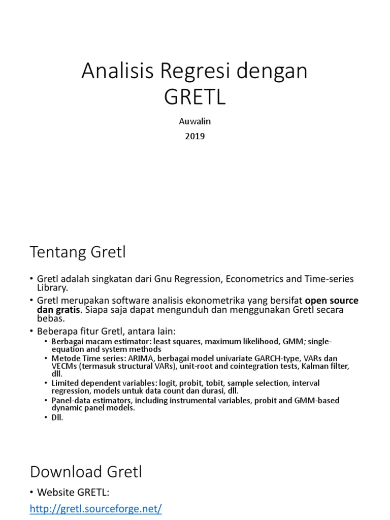 Analisis Regresi Dengan Aplikasi GRETL | PDF