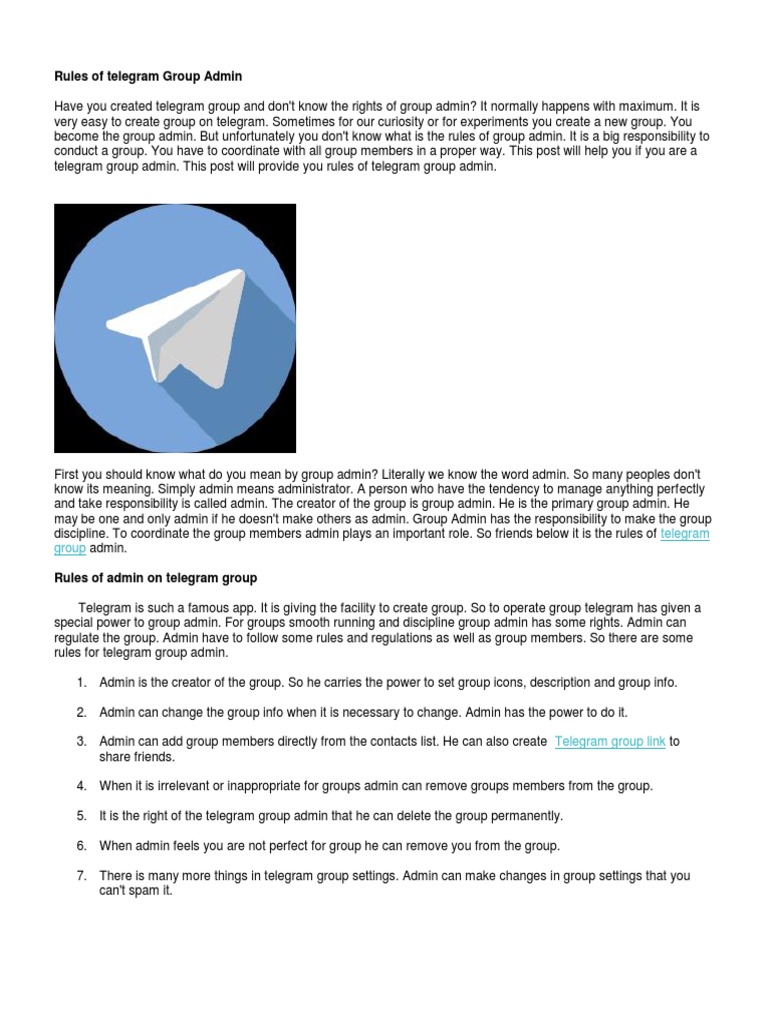 Rules of Telegram Group Admin | PDF | Cyberspace | Communication