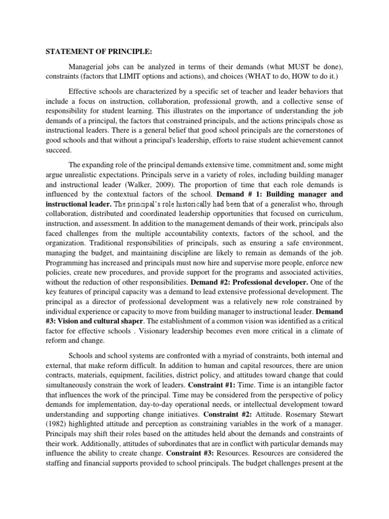 Statement of Principle | PDF | Leadership | Applied Psychology