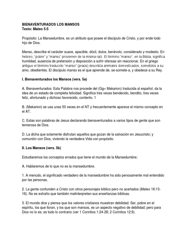 Bienaventurados Los Mansos | PDF | Biblia | Jesús