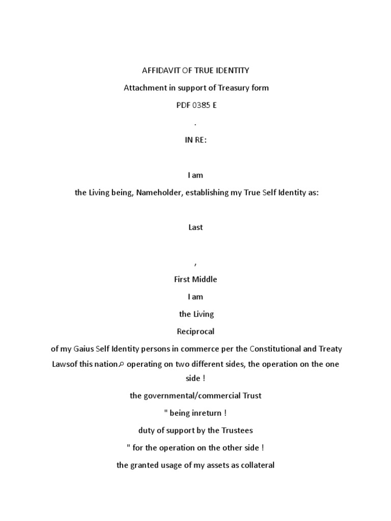 Affidavit of True Identity | PDF | Government | Justice