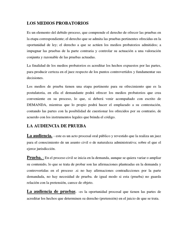 Los Medios Probatorios | PDF | Evidencia (ley) | Demanda judicial