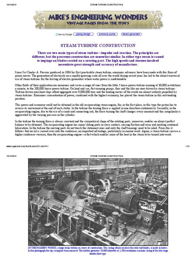 Steam Turbine Construction | PDF | Turbine | Steam Engine